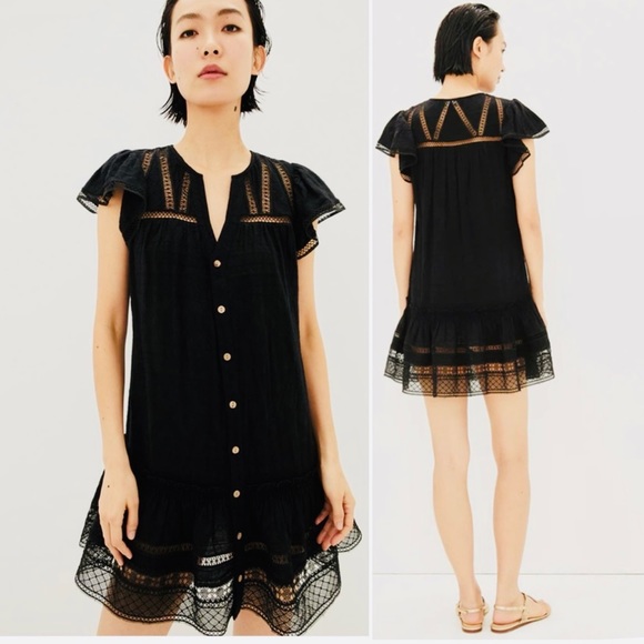 Veronica Beard | Dresses | Veronica Beard Lace Trimmed Black Cotton ...